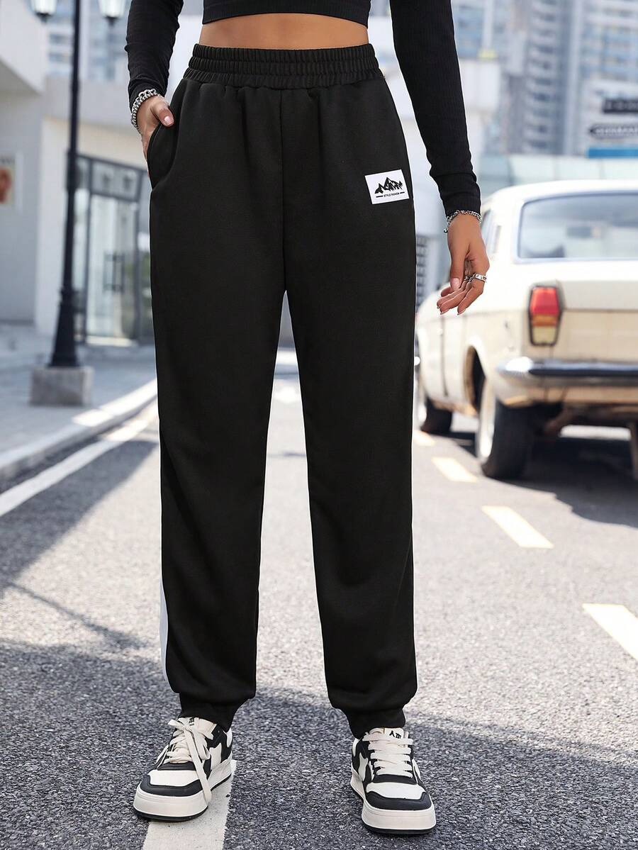 SHEIN MOOSTA Elastic Waist Casual Pants With Diagonal Pockets for Sale ...