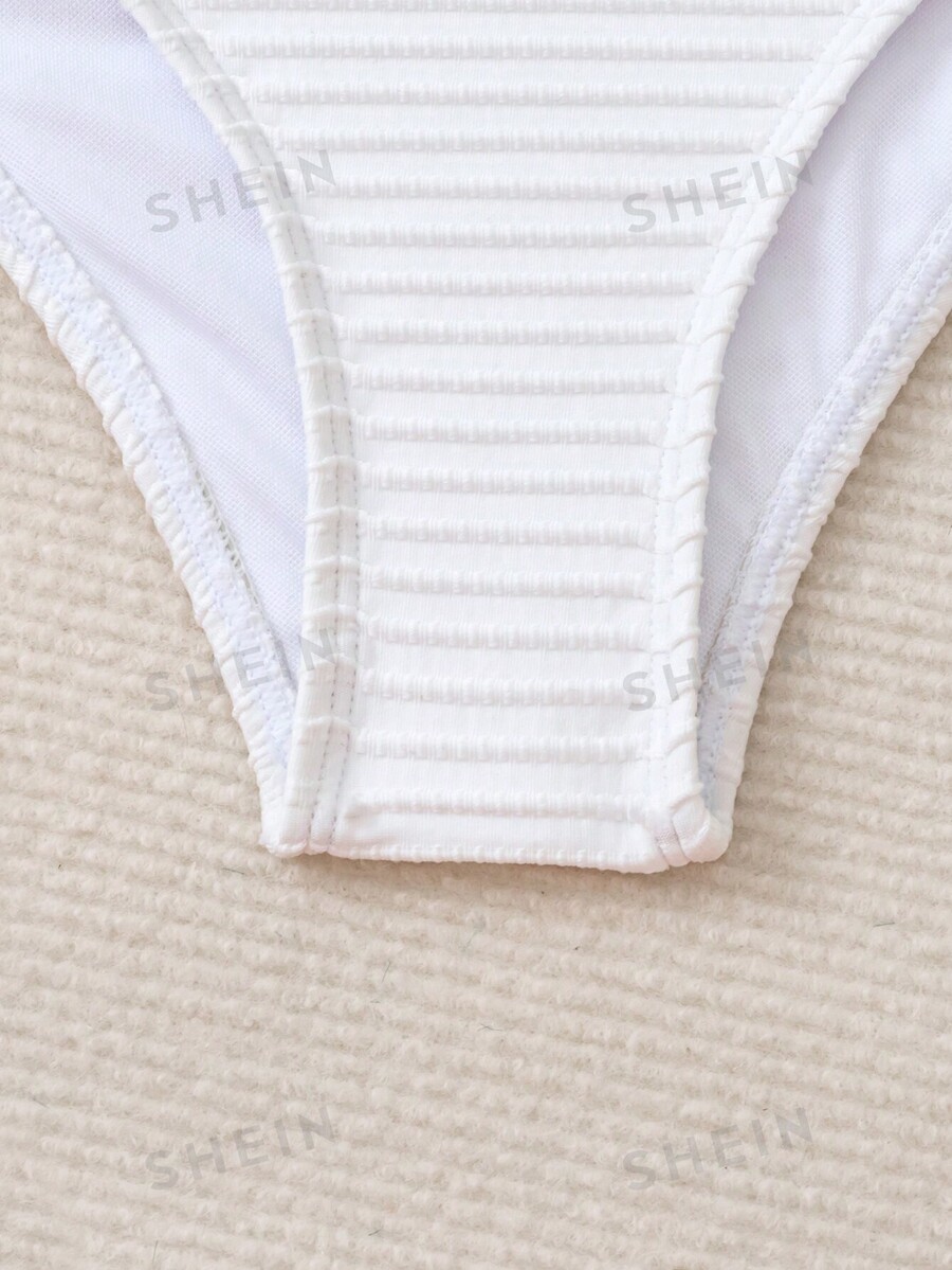 SHEIN Swim Summer Beach Asymmetric Texture Ruffled Hem Cami Top & Tie ...