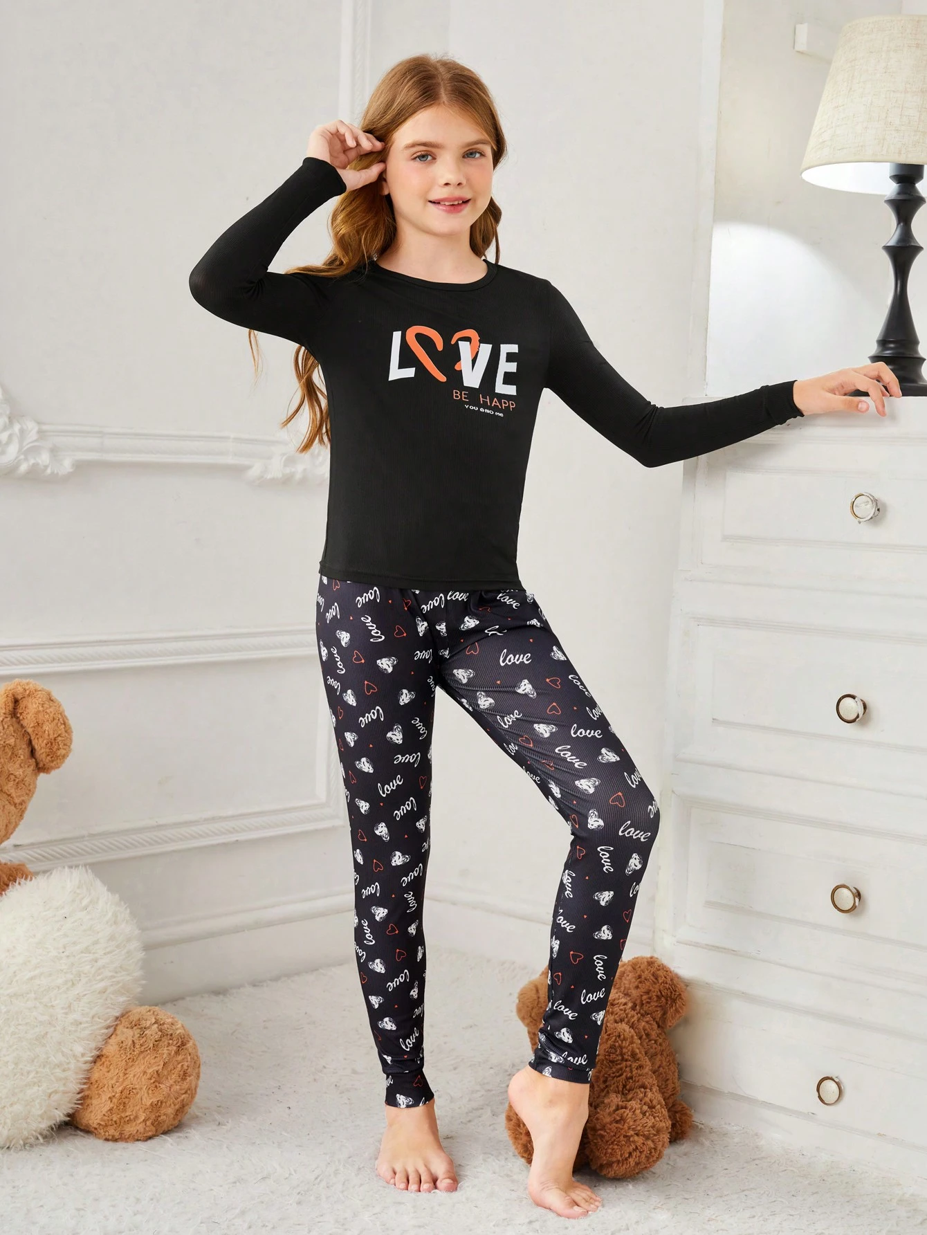 Family Matching Outfits Tween Girl Snug Fit's Letter & Heart Printed ...
