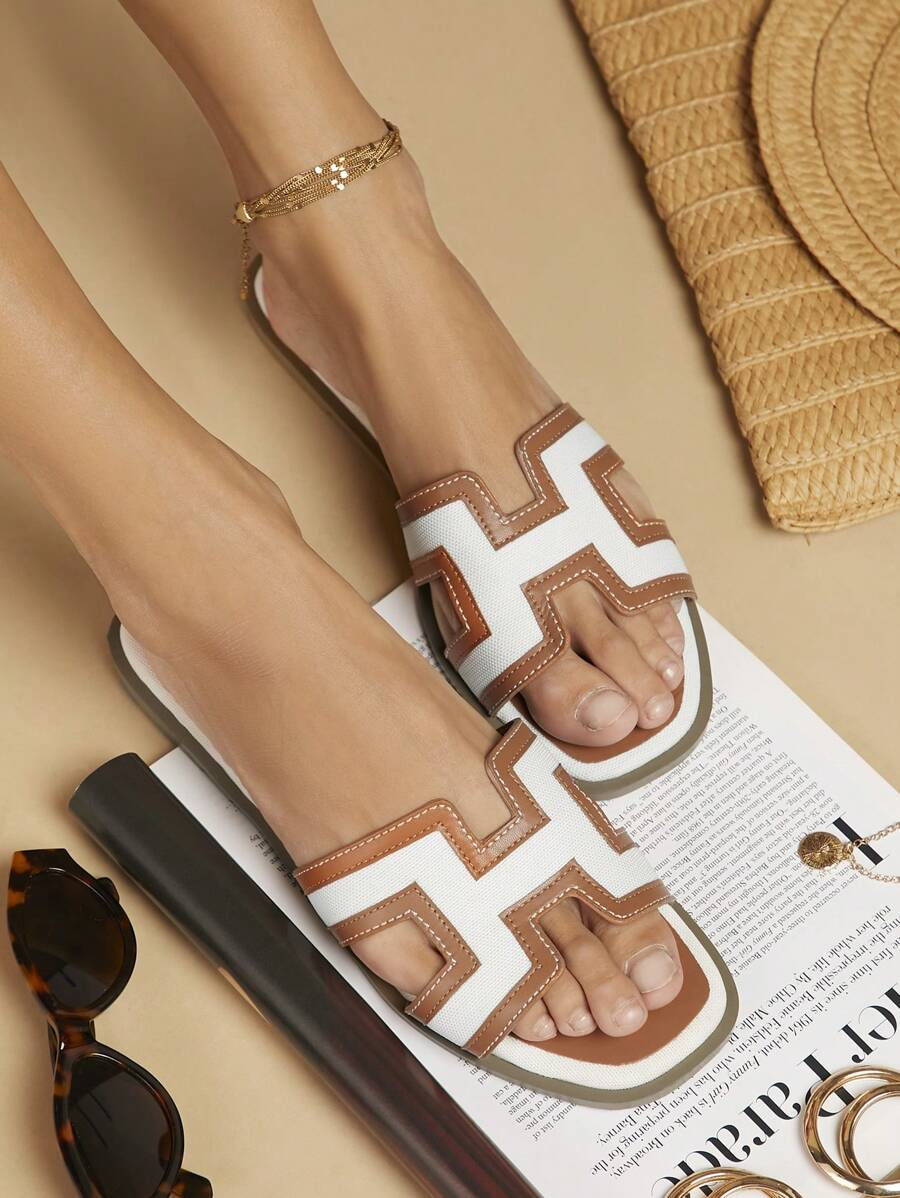 SHEIN SHUZIA Women'S H Toe Band Slip On Casual Slipper Sandals Summer ...