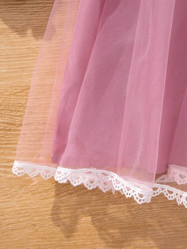 SHEIN Kids FANZEY Tween Girls' Long Sleeve Dress With Sheer Hem for ...