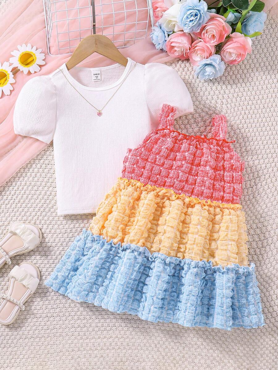 SHEIN Sweet, Ladylike, Casual, Fashionable And Color-Blocked Puff Cute ...