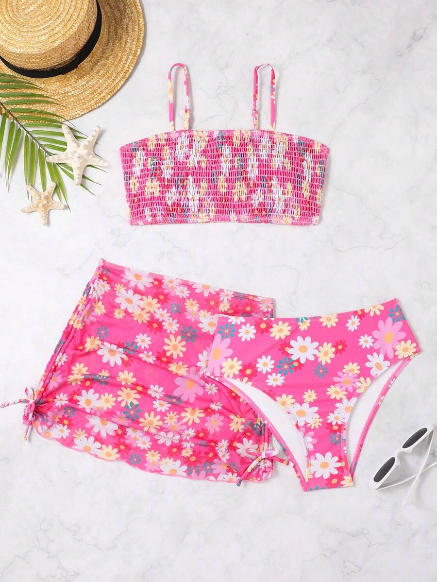 Teen Girls' Floral Print Swimsuit Set | SHEIN UK
