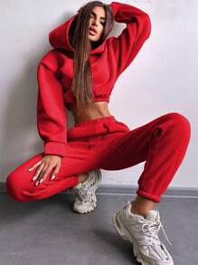 INAWLY Women's Solid Color Crop Top And Shorts Set Fall Cloth For Women ...