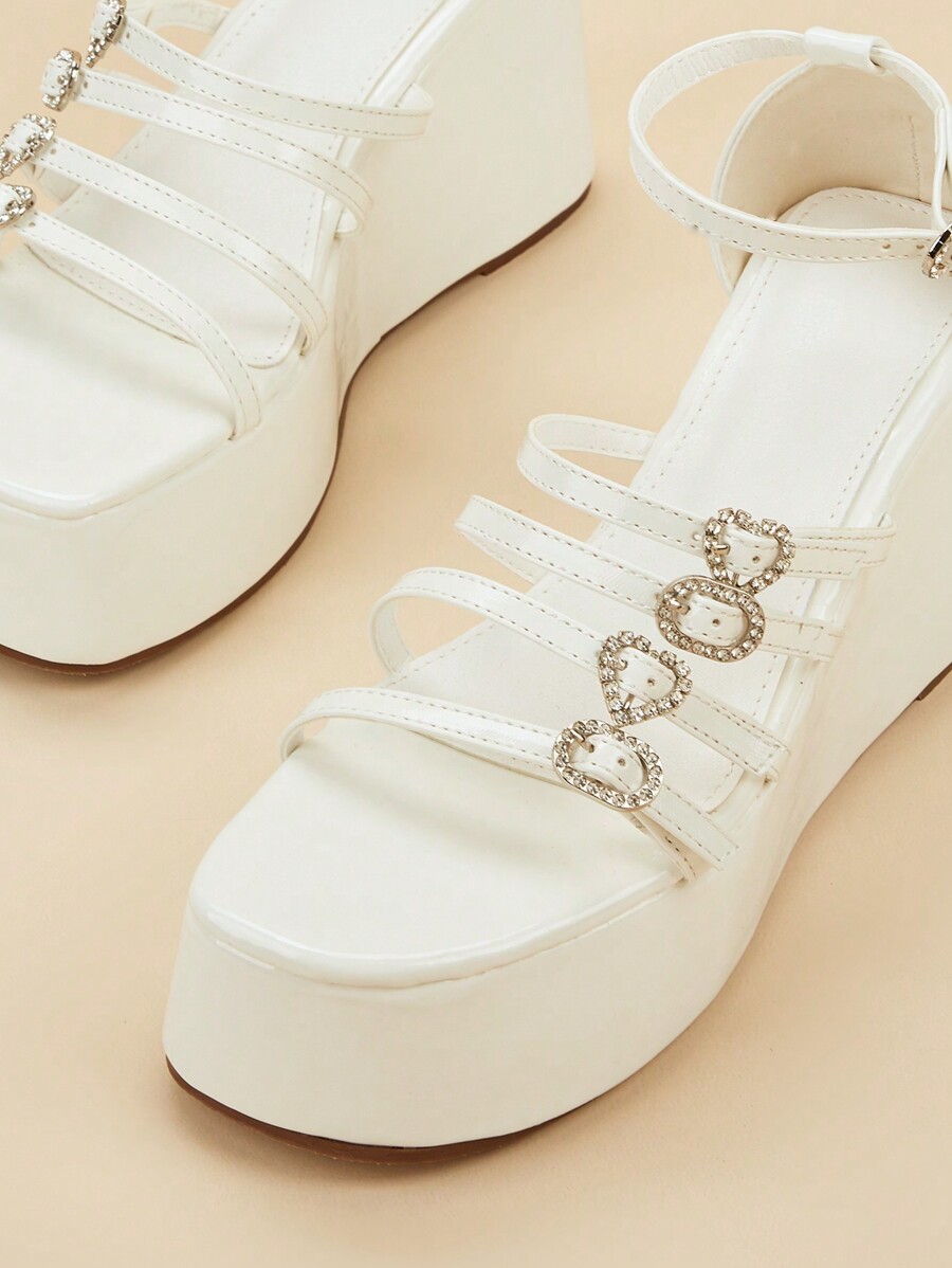 Spartoo Blanche Style Y2k À Talon Haut Mary Jane Avec Diamant En Forme ...