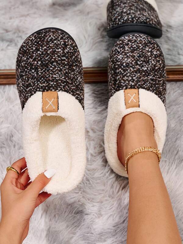Couple Slippers, Winter Home Indoor Anti-Slip Thickened Toe Wrap ...