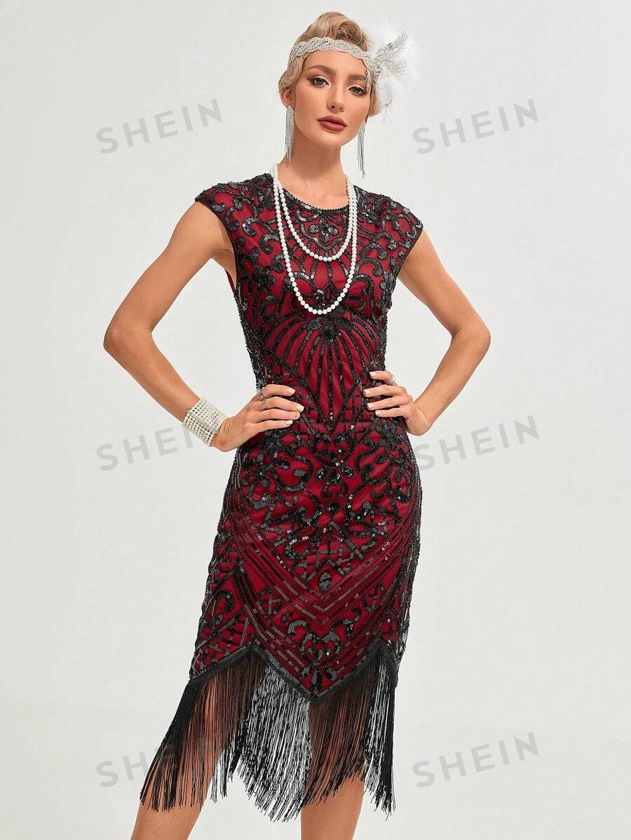 1920 Vintage Dress With Sequin Stitching | SHEIN USA