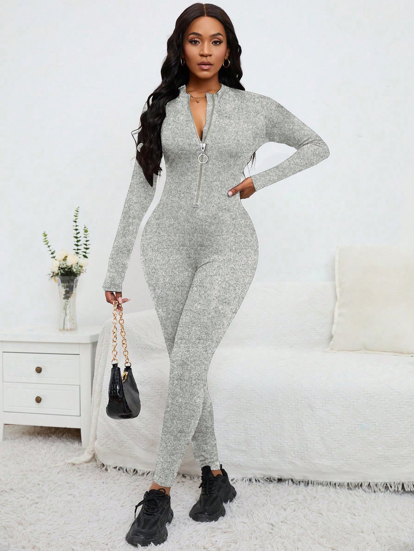 Shein Sxy Zipper Closure Skinny Jumpsuit Shein Usa