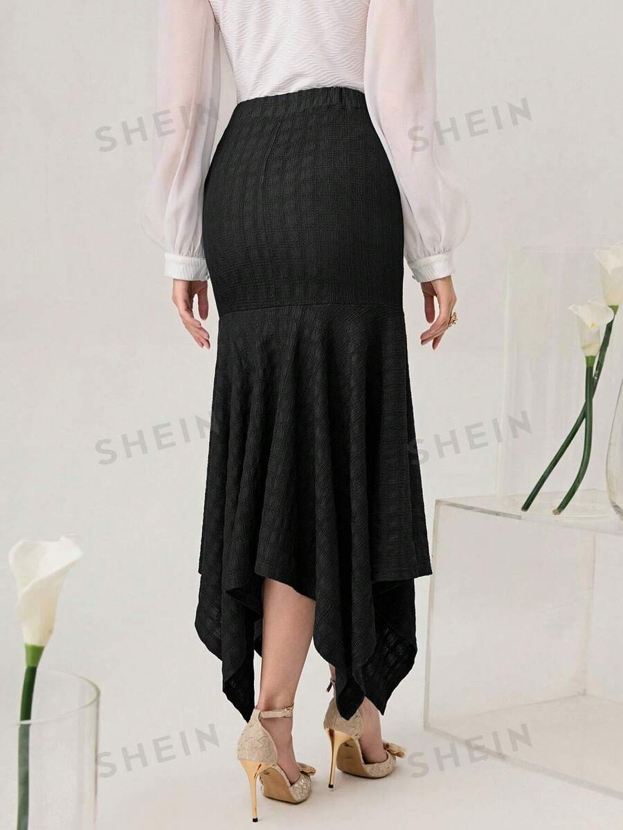 SHEIN Modely Saia feminina com bainha assimétrica e cauda de peixe | SHEIN PT