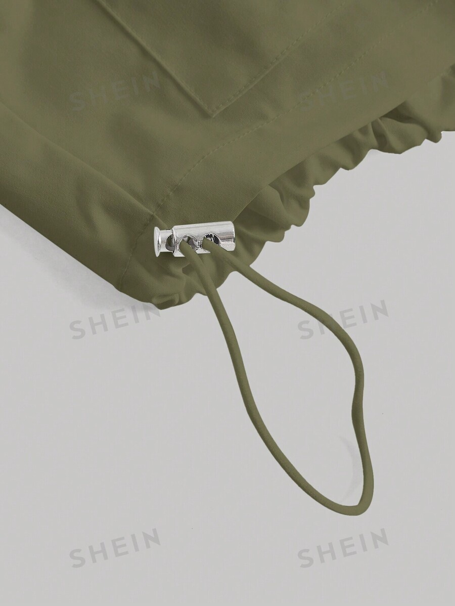 SHEIN MOD Women'S Batwing Short Sleeve Shirt With Drawstring Hem ...