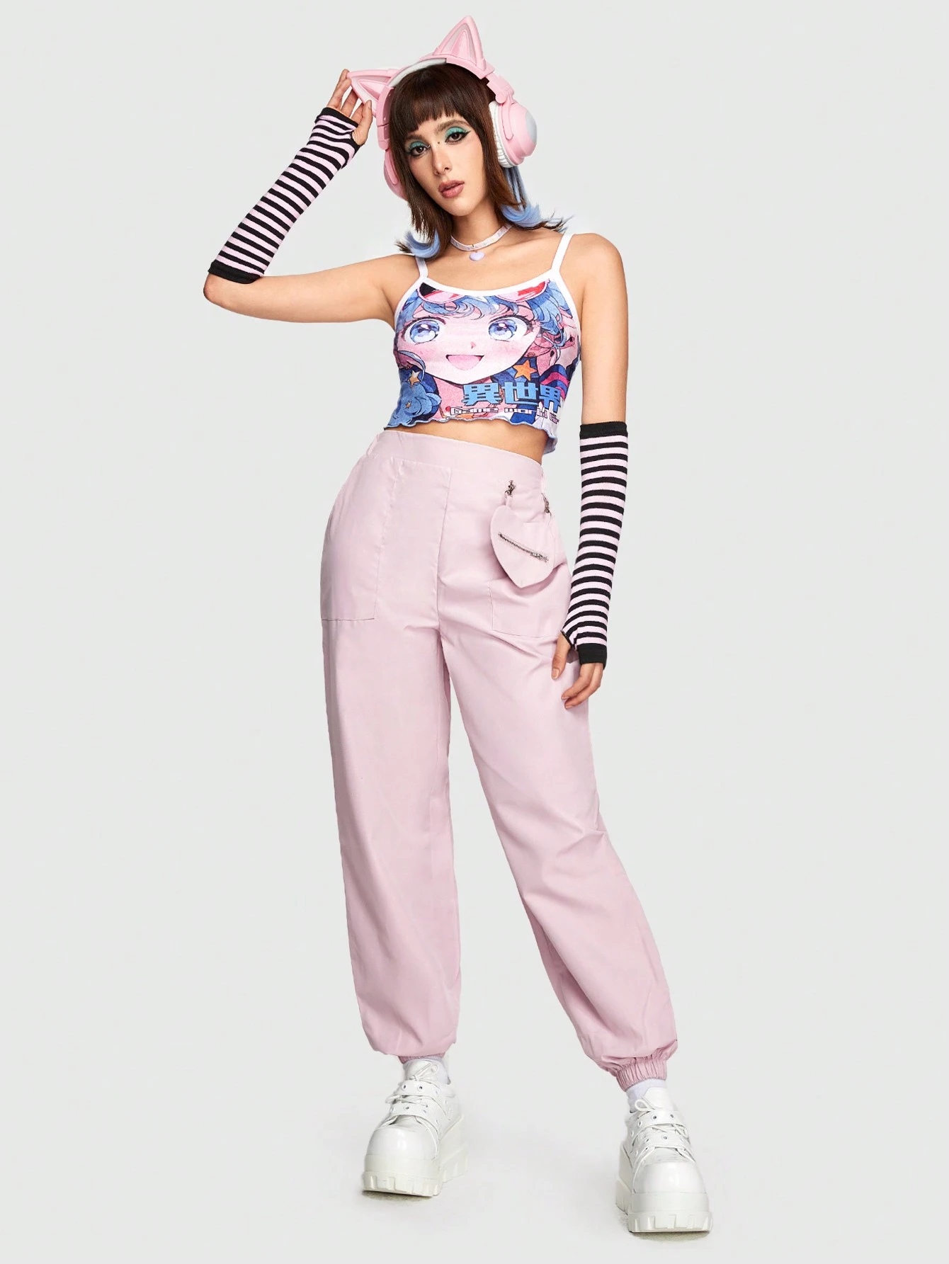 ROMWE Anime Women'S Cute Character Cartoon Printed Camisole Top With ...