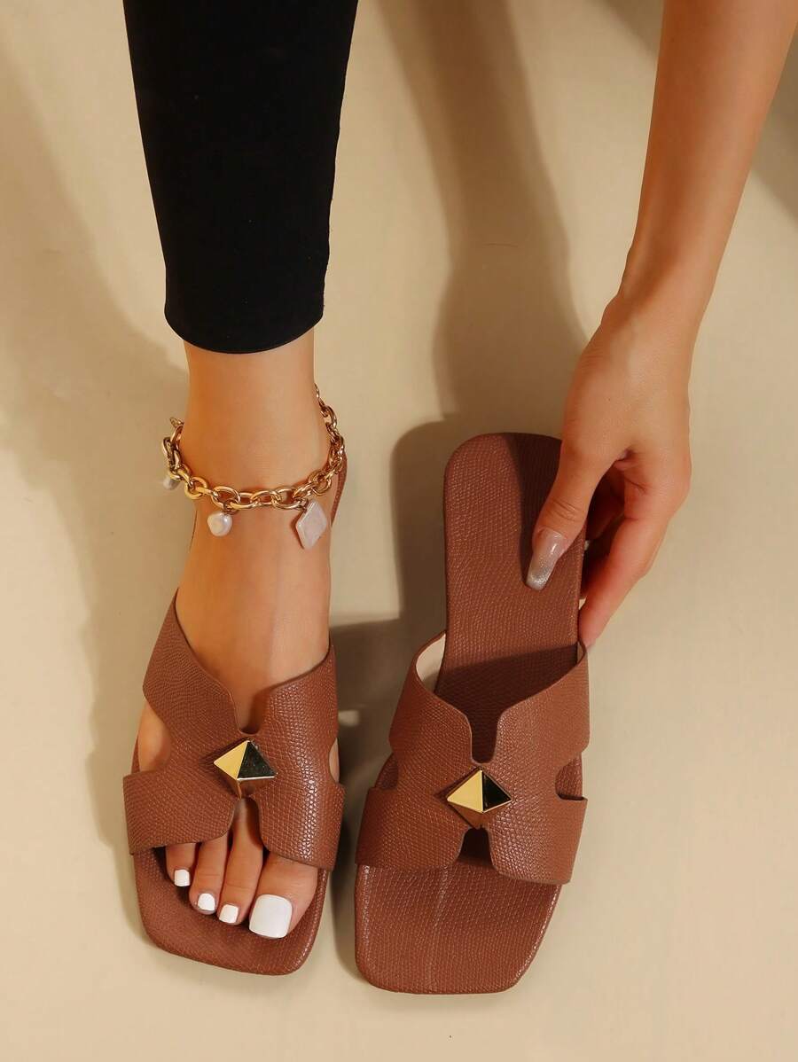 Chanclas Para Mujer De Nueva Llegada Con Tachuelas Piramidales, Empeine ...