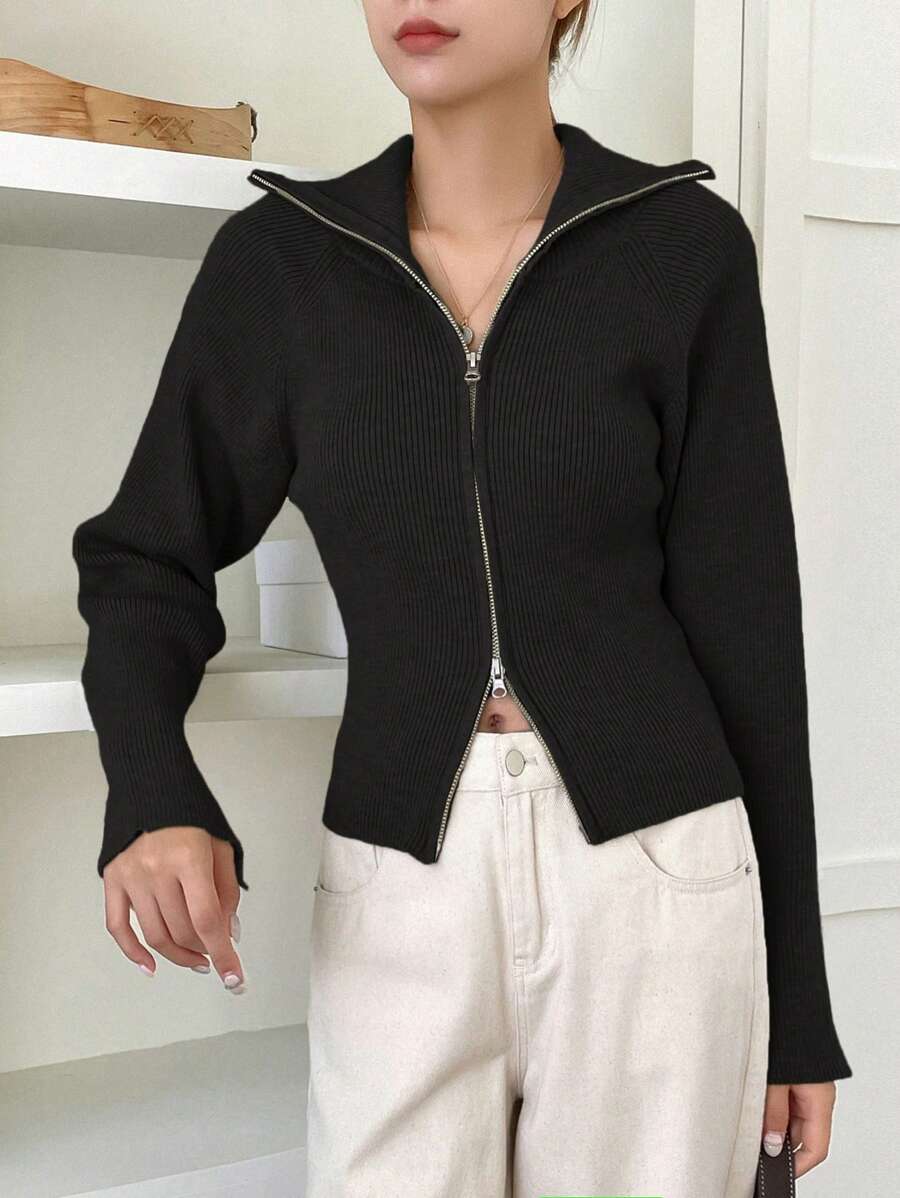 DAZY Women's Casual Business Style Plain Collar Cardigan,Long Sleeve ...