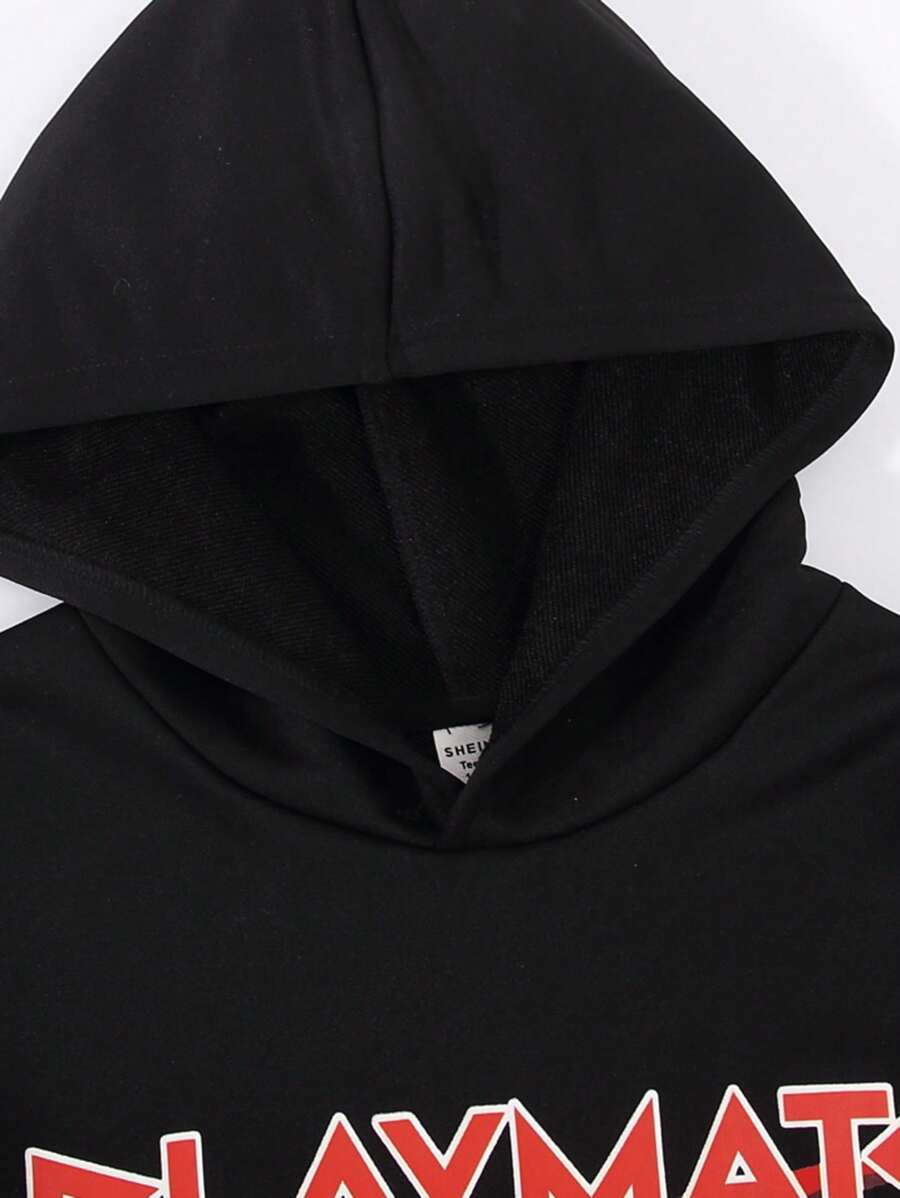 SHEIN Male Teenagers Casual Game Robot Pattern Hooded Sweatshirt And ...