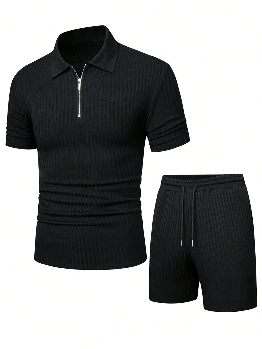 Manfinity RSRT Men's Solid Color Ribbed Knit Two Piece Set | SHEIN USA