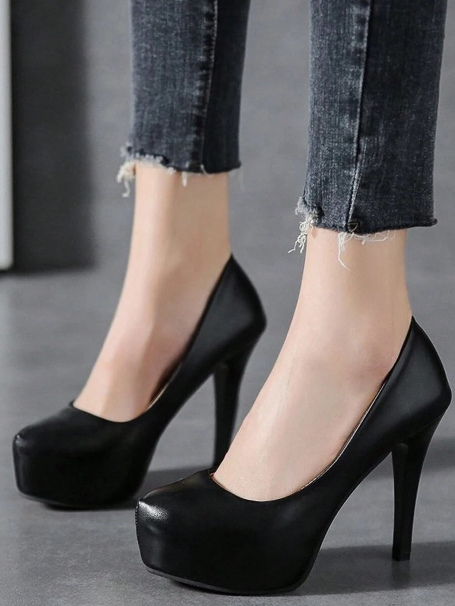 10cm Super High Heels, Waterproof Platform, Stiletto Women'S Round Toe ...