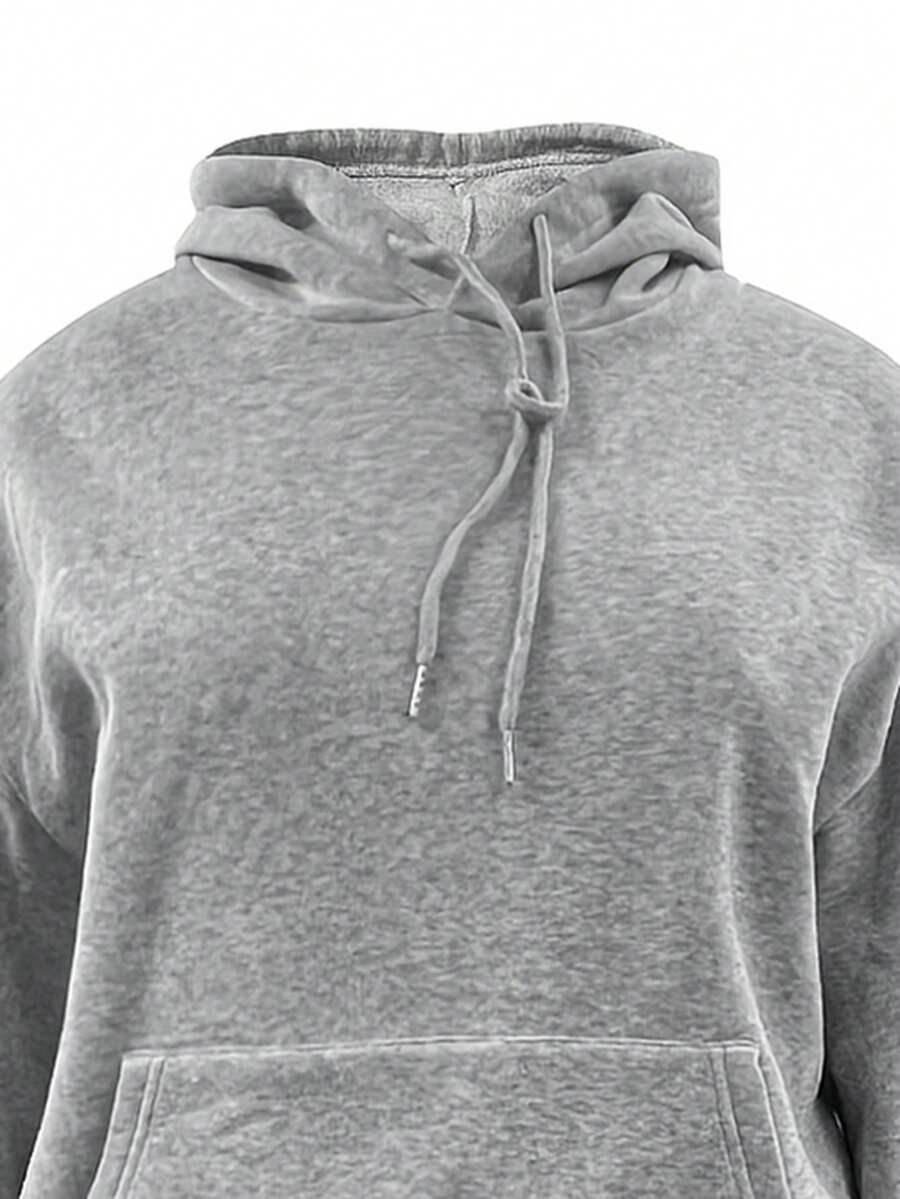 Plus Size Women's Solid Color Hoodie And Pants Tracksuit Set | SHEIN USA