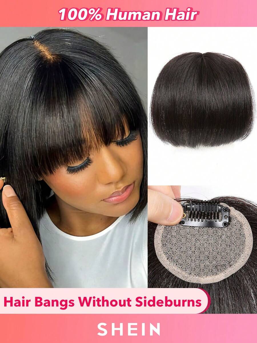 French Bangs Bigger Size Human Hair Air Bangs Natural Color Bangs Clip ...