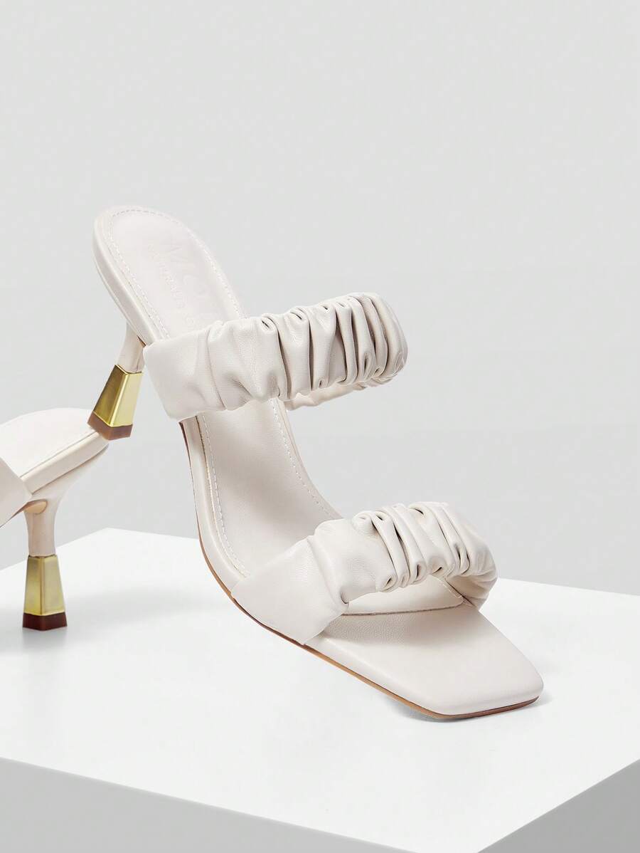 MOTF PREMIUM MINIMALIST RUCHED STILETTO HEELED MULE SADNALS | SHEIN USA