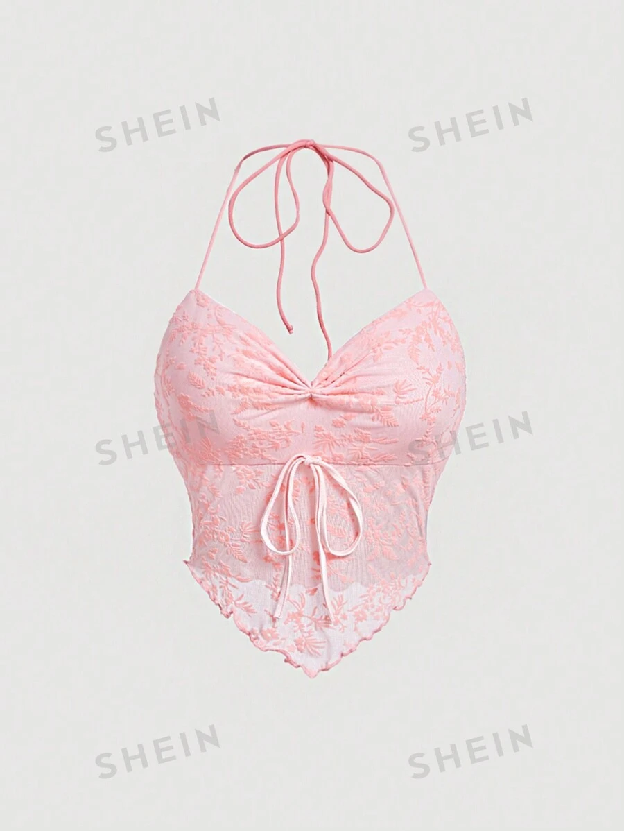 SHEIN X Jessie SHEIN MOD Women's Jacquard Halterneck Top | SHEIN UK