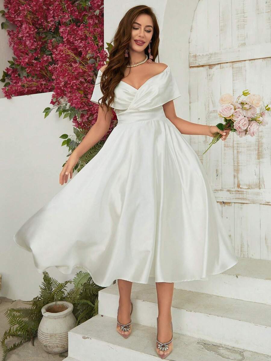 SHEIN Belle Off-Shoulder Elegant Mermaid Hem Cocktail Dress Maxi Women Outfit | SHEIN USA