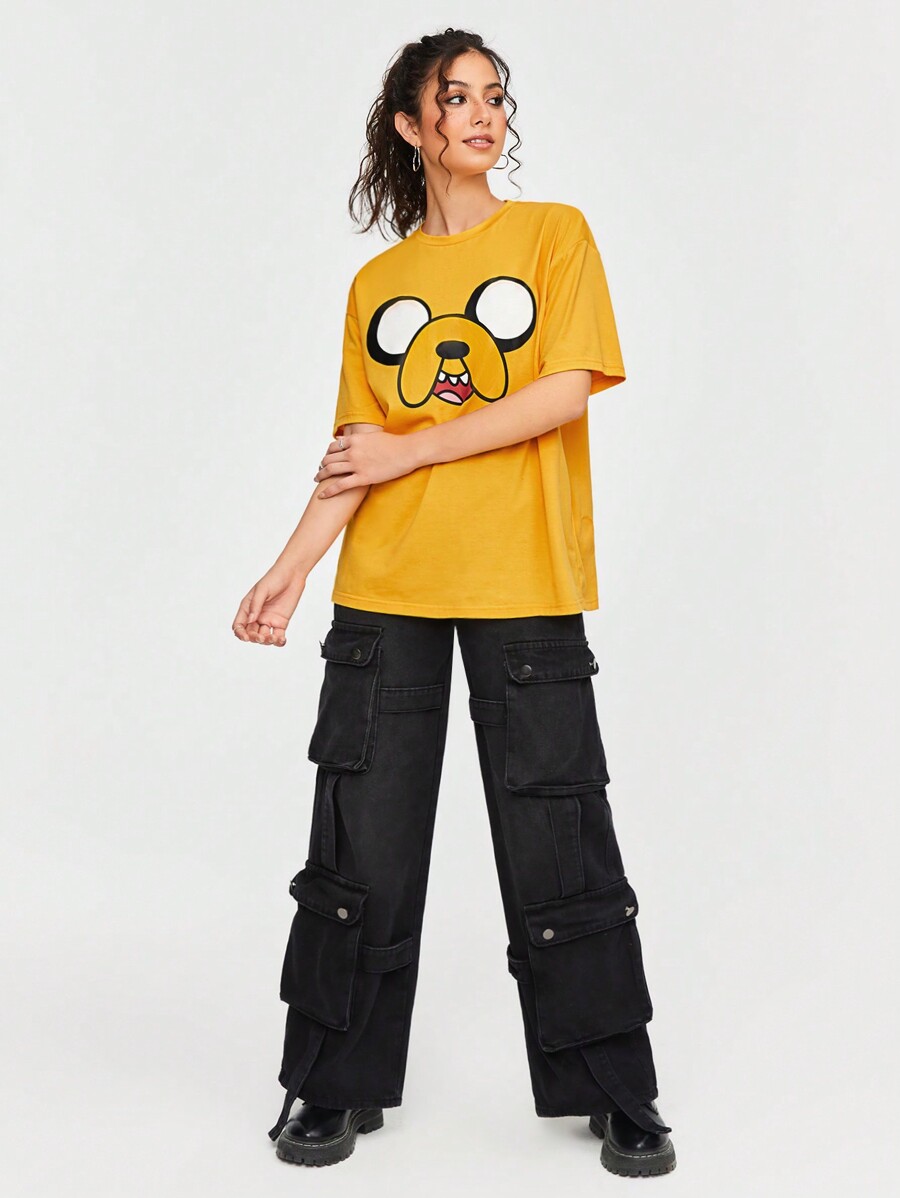 ADVENTURE TIME X SHEIN Camiseta De Cuello Redondo Con Estampado De ...