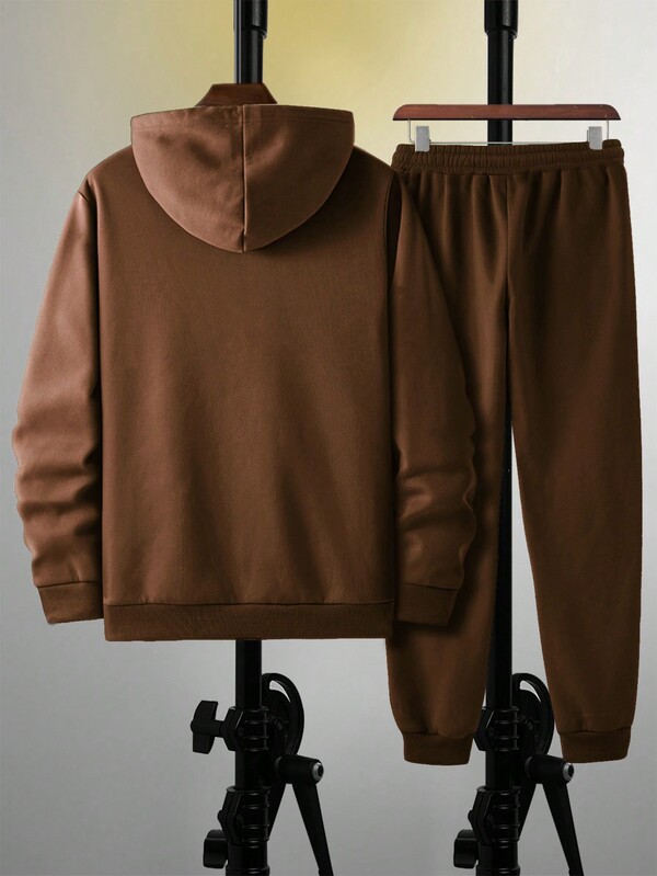 Men'S Solid Color Hooded Sweatshirt And Trousers Tracksuit Set for Sale ...