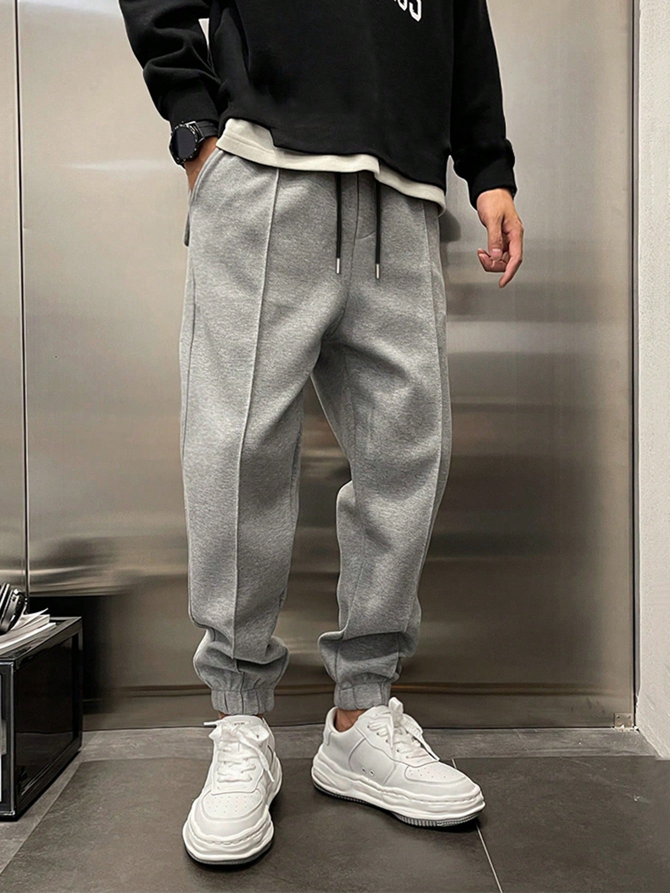 Manfinity Hypemode Men'S Solid Color Drawstring Elastic Waist Joggers ...