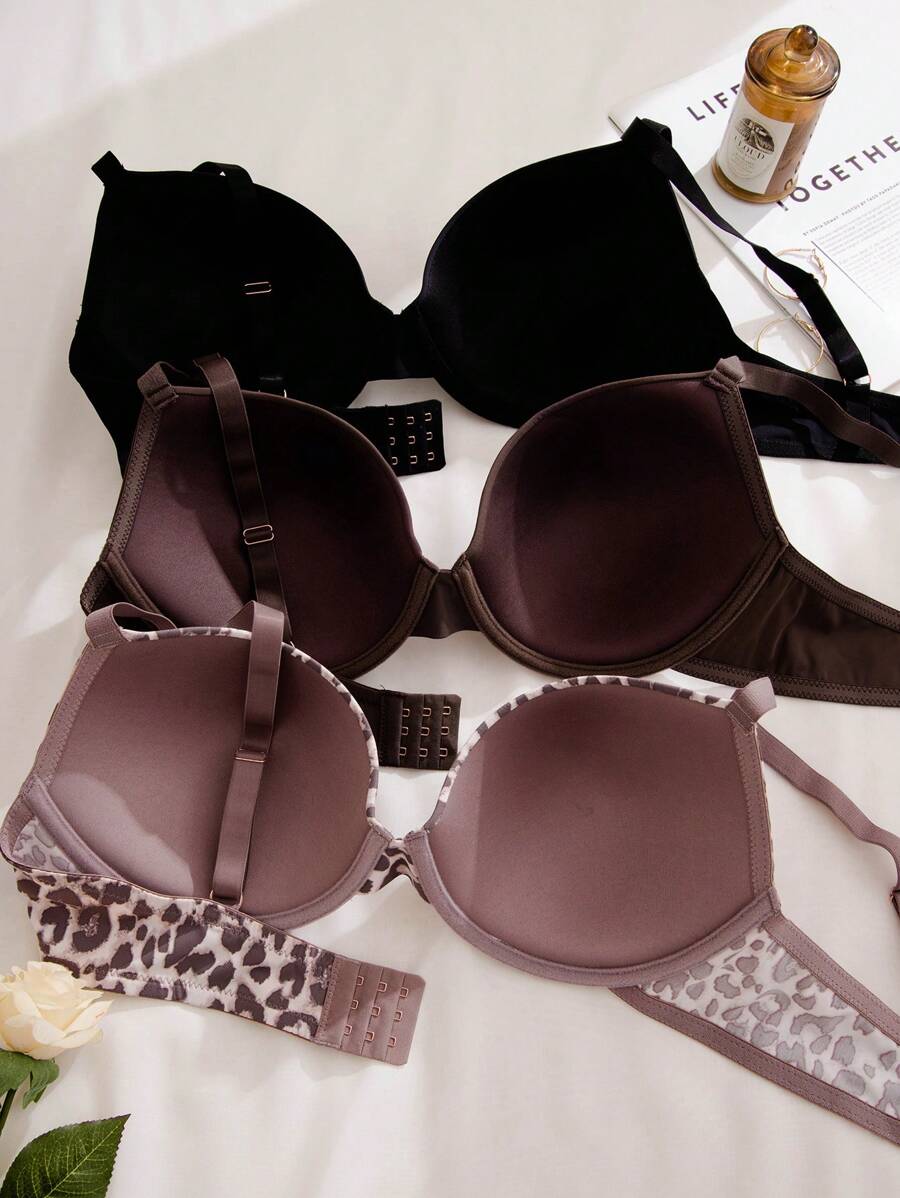 Shein Underwear&Sleepwear Basics Set Of 3 Plus Size Underwire Bras ...