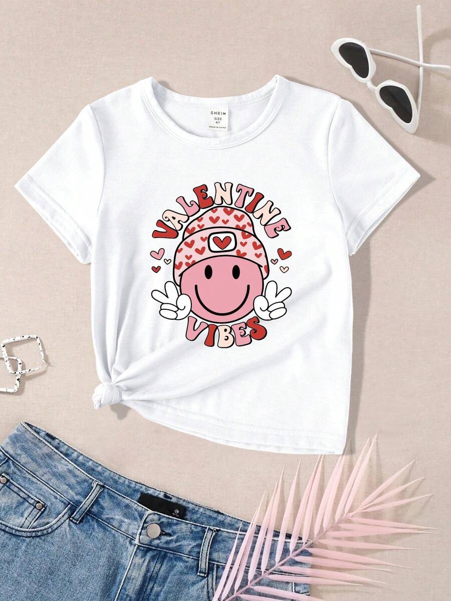 SHEIN Camiseta De Manga Corta Con Estampado De Dibujos Animados Y ...