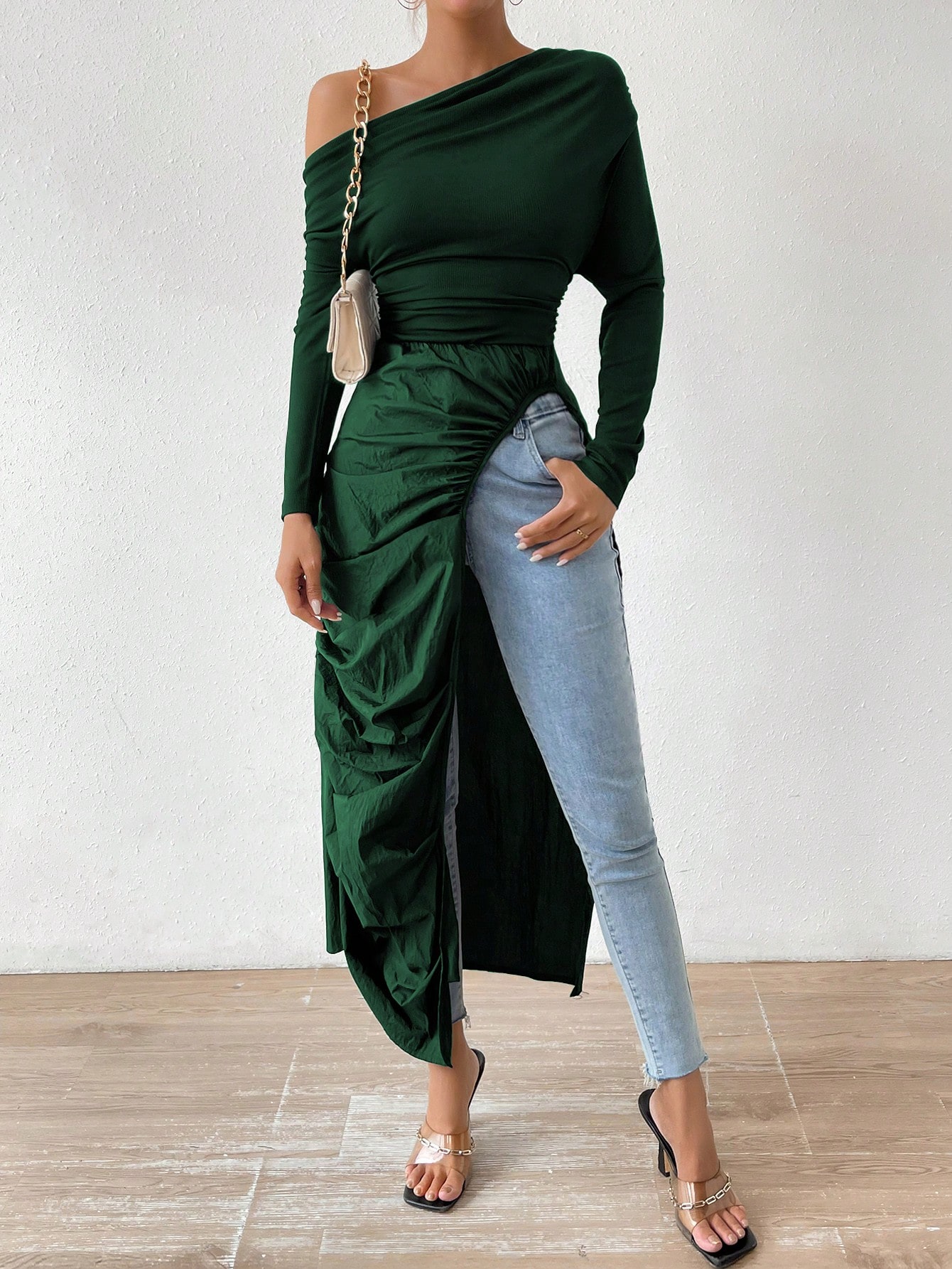 SHEIN Privé Asymmetric Neckline Exaggerated Hem Blouse | SHEIN USA