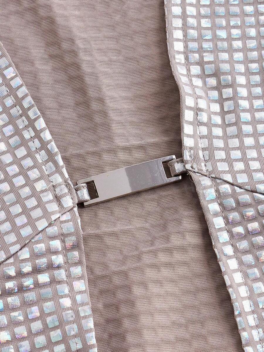 SHEIN ICON Glitter Open Front Shirt | SHEIN USA