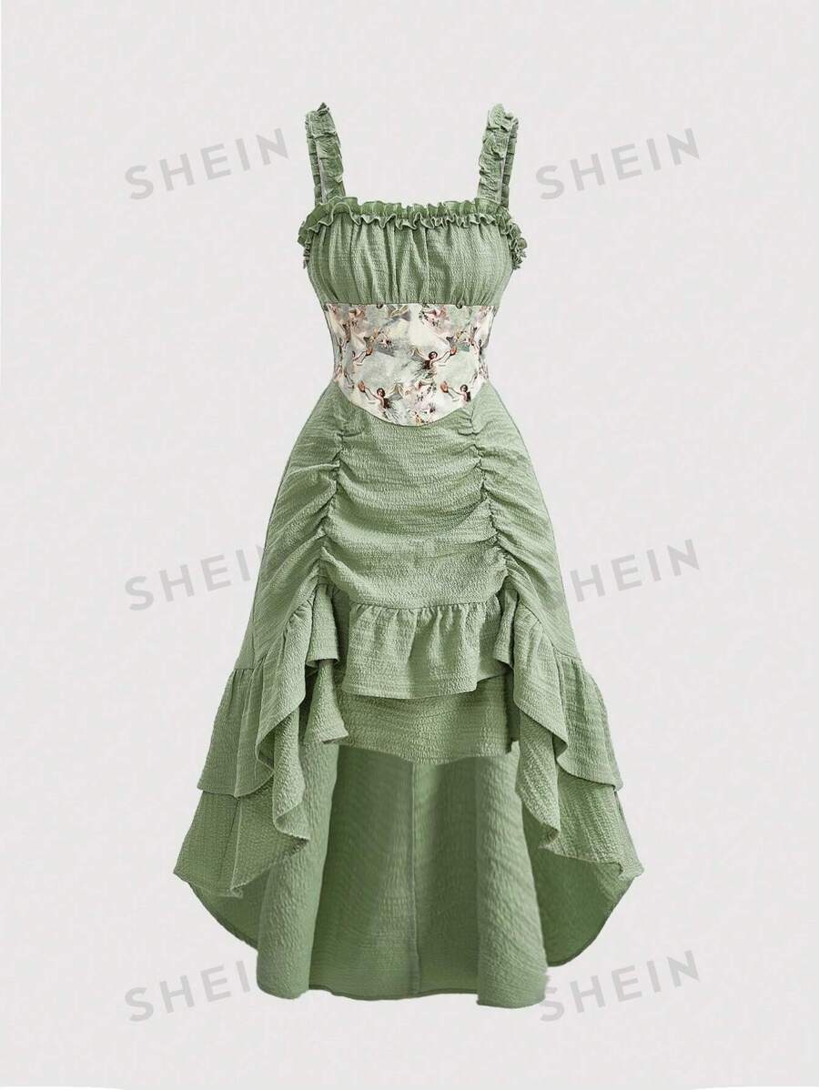 SHEIN MOD Women's Printed Ruffle Hem Flounce Sleeve Dress | SHEIN USA