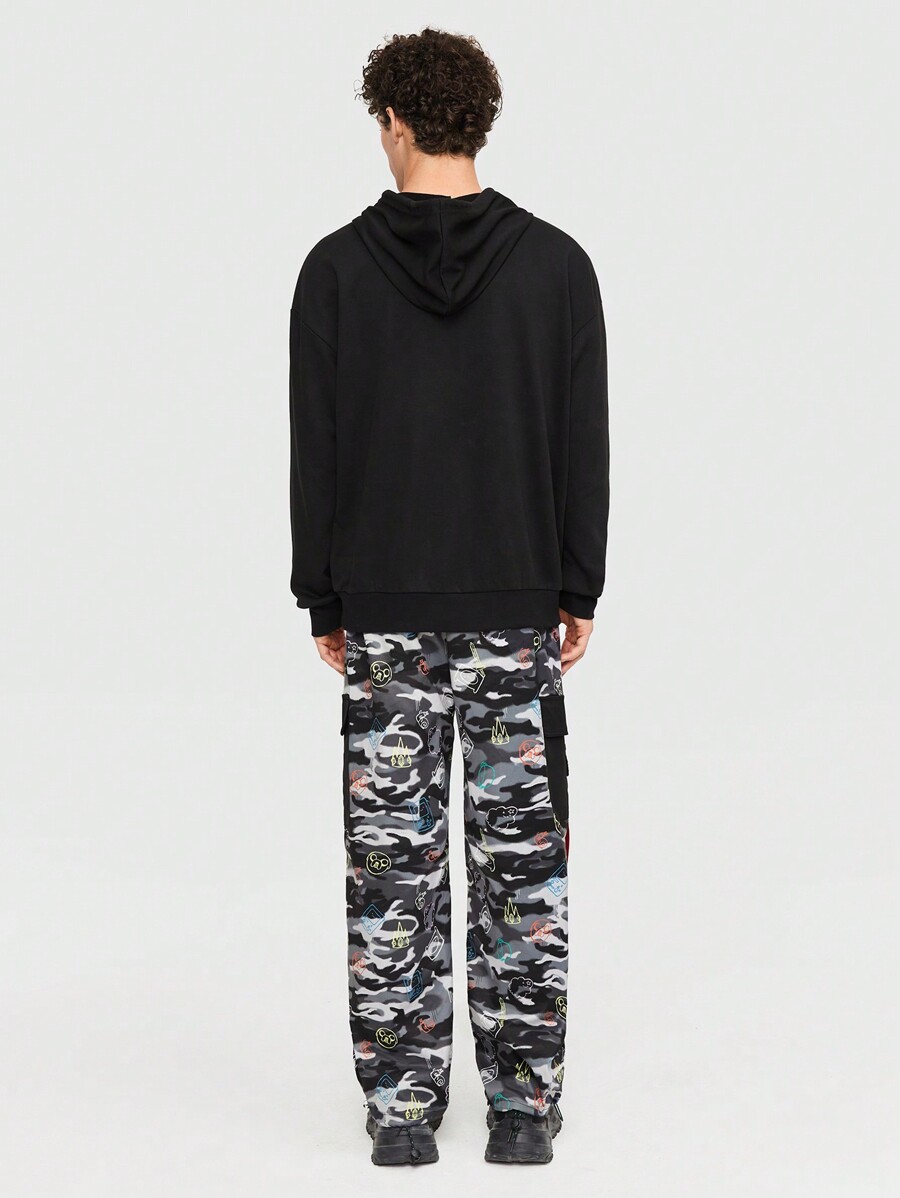 ADVENTURE TIME X SHEIN Men Cartoon Expression Print Hooded Sweatshirt ...