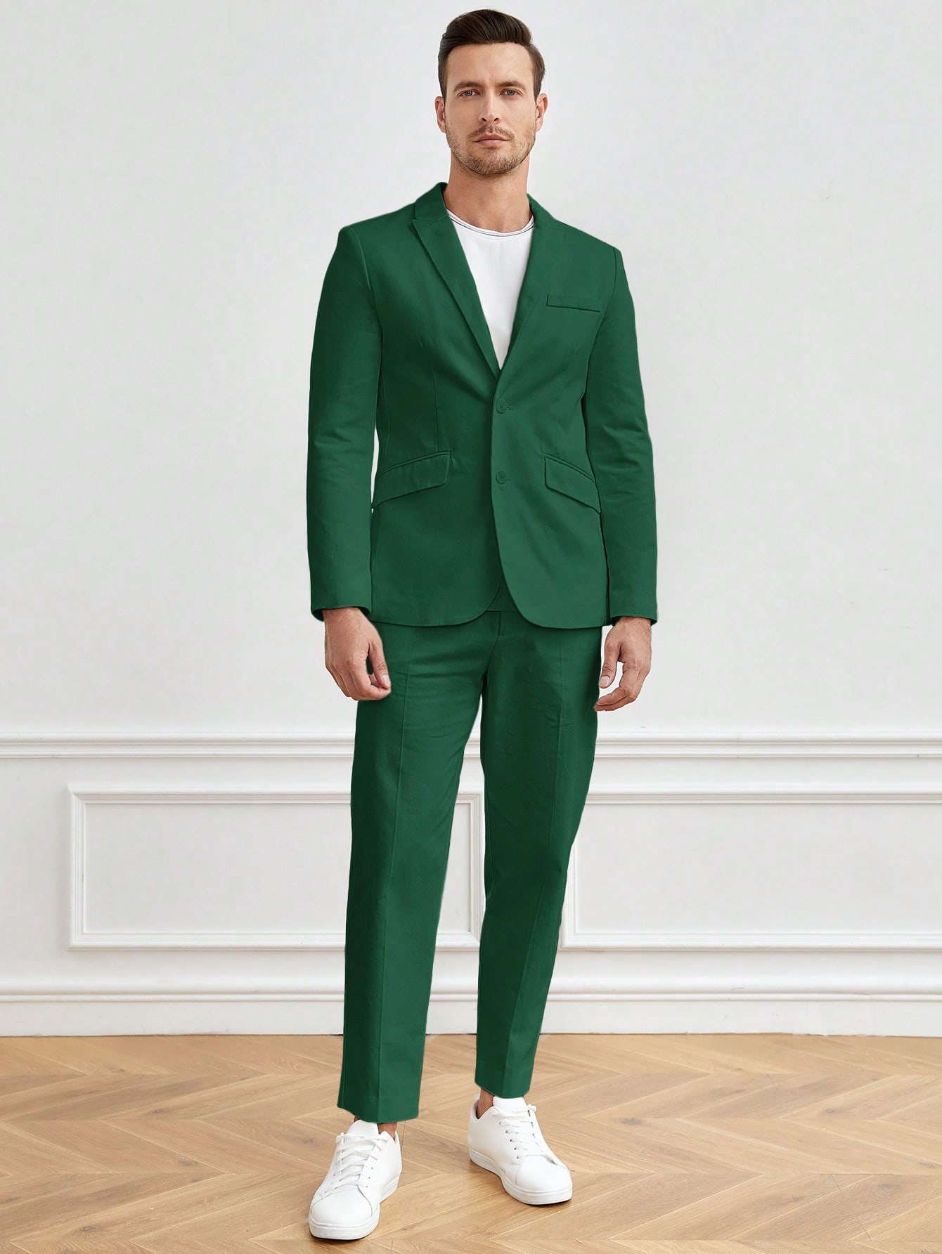 Manfinity Mode Terno De Tecido Verde Masculino Com Calças | SHEIN Brasil