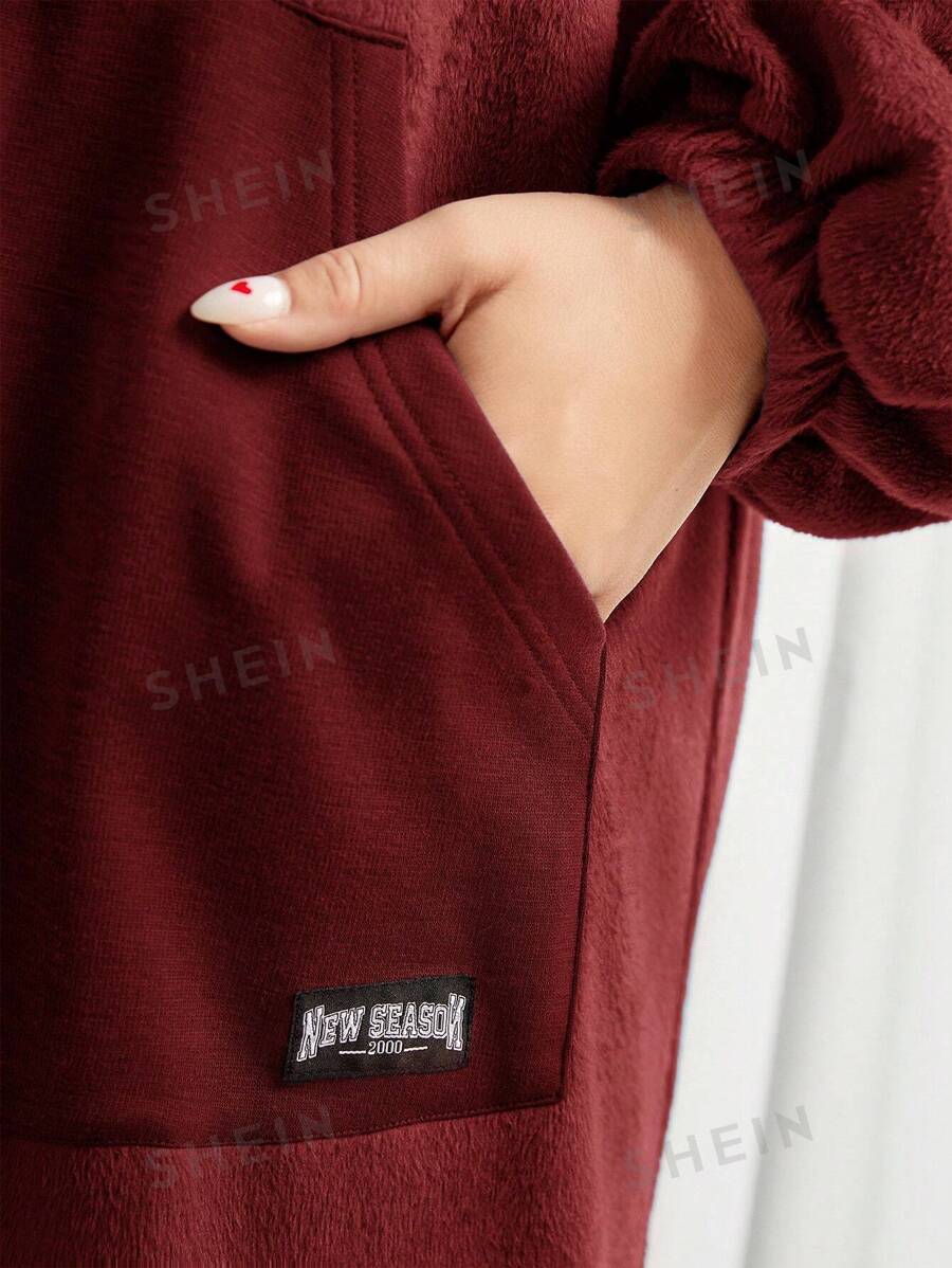 SHEIN Mulvari Plus Size Funnel Neck Kangaroo Pocket Dress | SHEIN USA