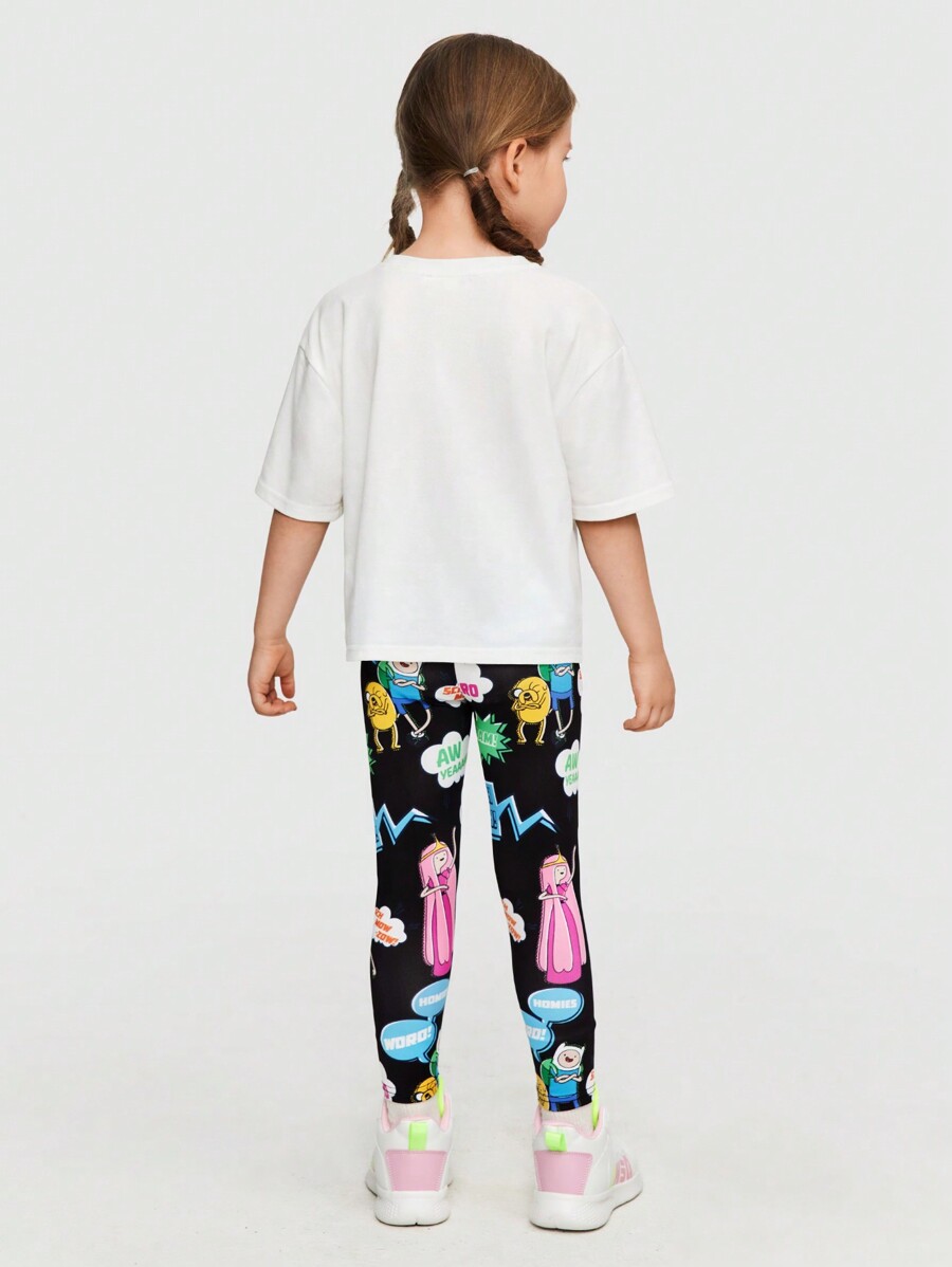 ADVENTURE TIME X SHEIN Conjunto de Camiseta Solta com Ombros Caídos e ...