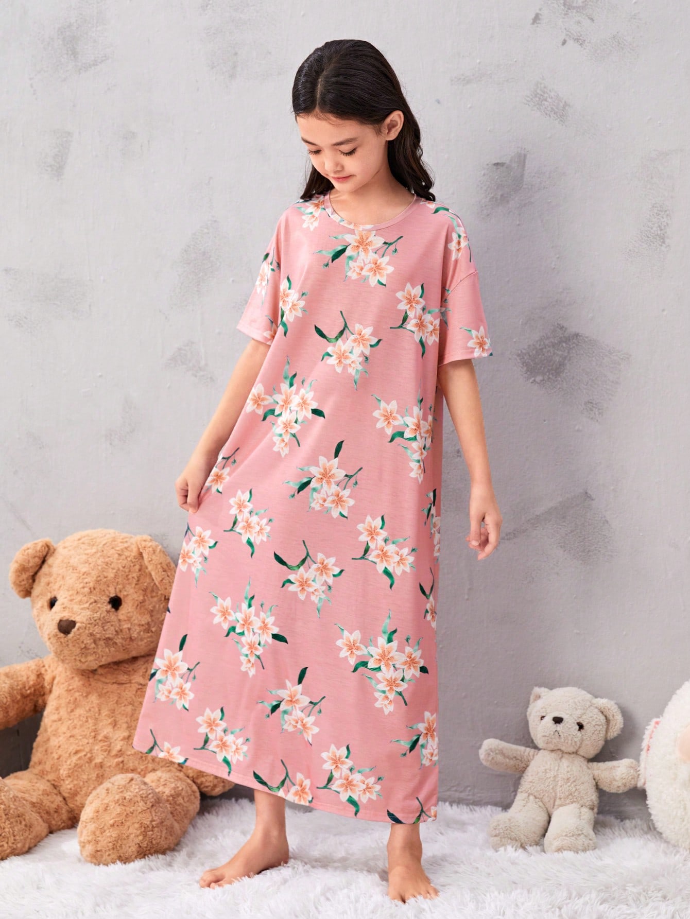 SHEIN Kids Nujoom Tween Girl'S Loose Fit Short Sleeve T-Shirt And Sleep ...