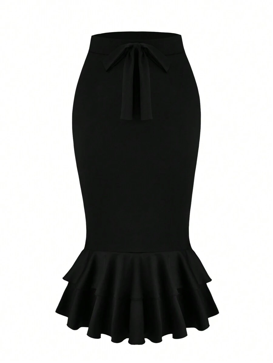 Rometta Plus Size Women's Front Knotted Fish Tail Skirt for Sale ...