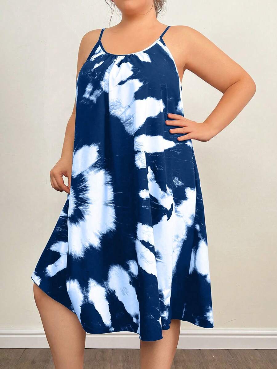 SHEIN LUNE Ladies' Plus Size Tie Dye Spaghetti Dress | SHEIN USA