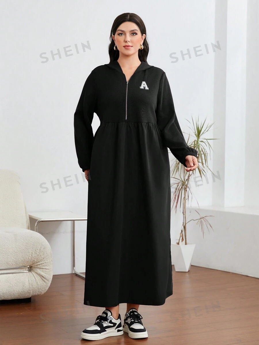 SHEIN Mulvari Vestido con capucha de tamaño grande con media cremallera ...
