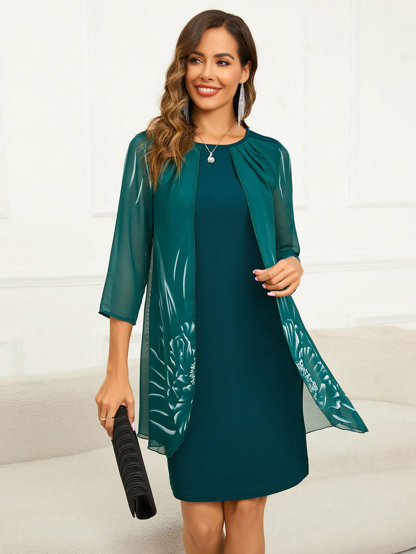 Emery Rose Floral Print Cape Dress For Women Shein Usa