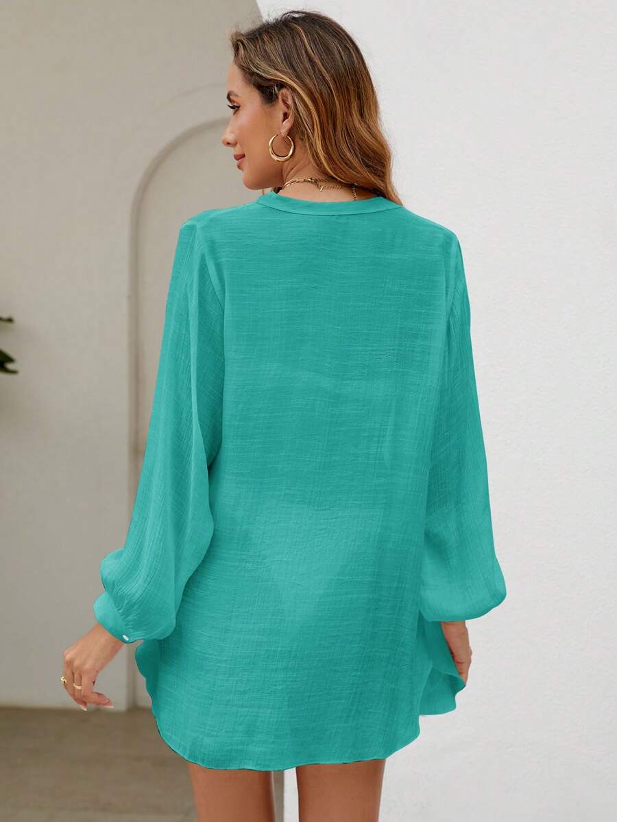 Shein Swim Einreihige Kimono Bluse Für Damen Aktuelle Trends Günstig
