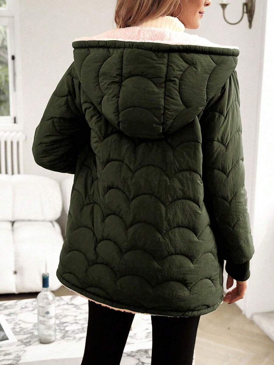 SHEIN LUNE Veste doudoune matelassée à capuche zippée, doublée en teddy | Mode en ligne | SHEIN ...