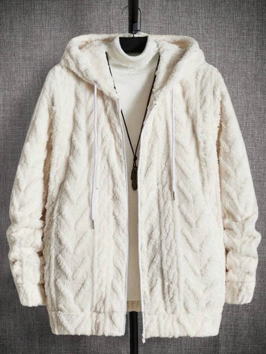 Manfinity Hypemode Men'S Solid Color Hooded Plush Jacket With ...