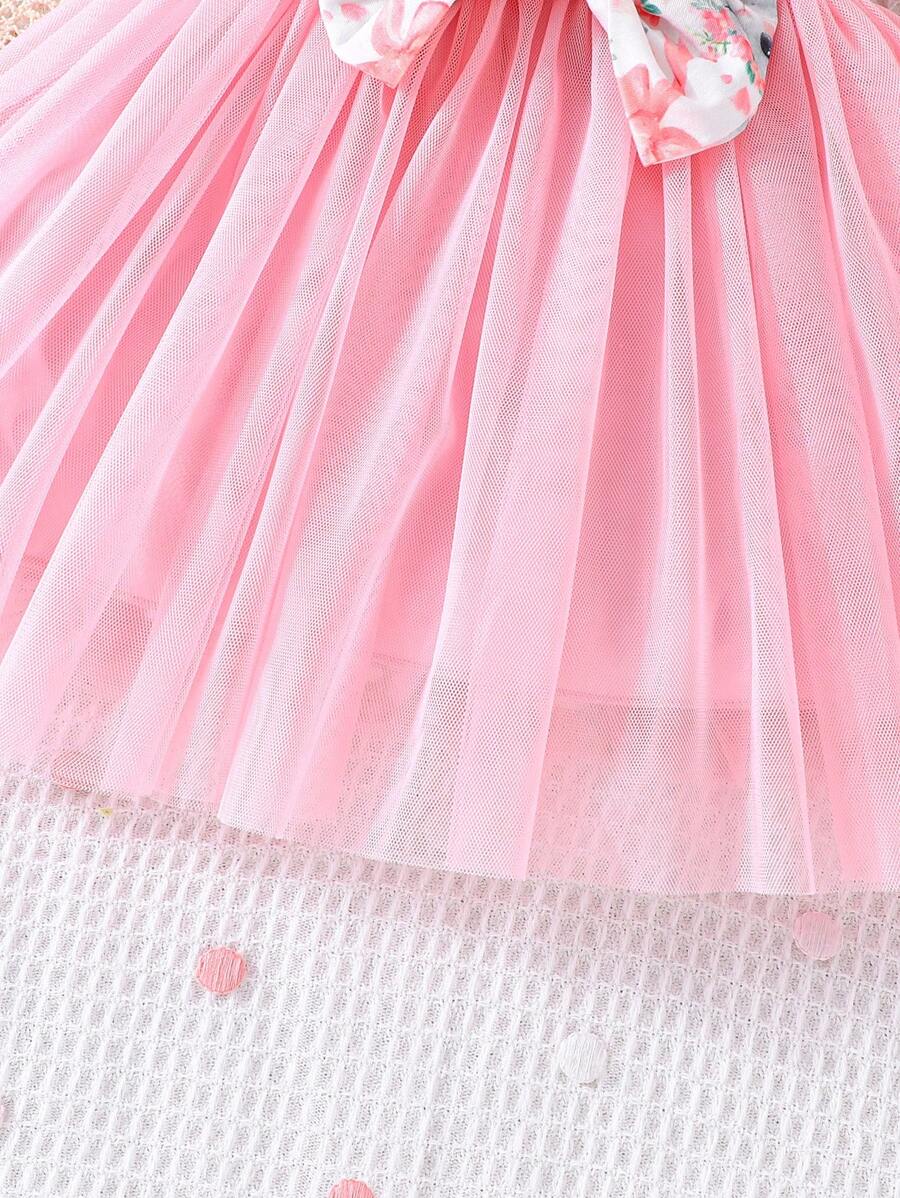 SHEIN Glamorique Kids Baby Girls Cute Rabbit Pattern Short Sleeve Mesh ...