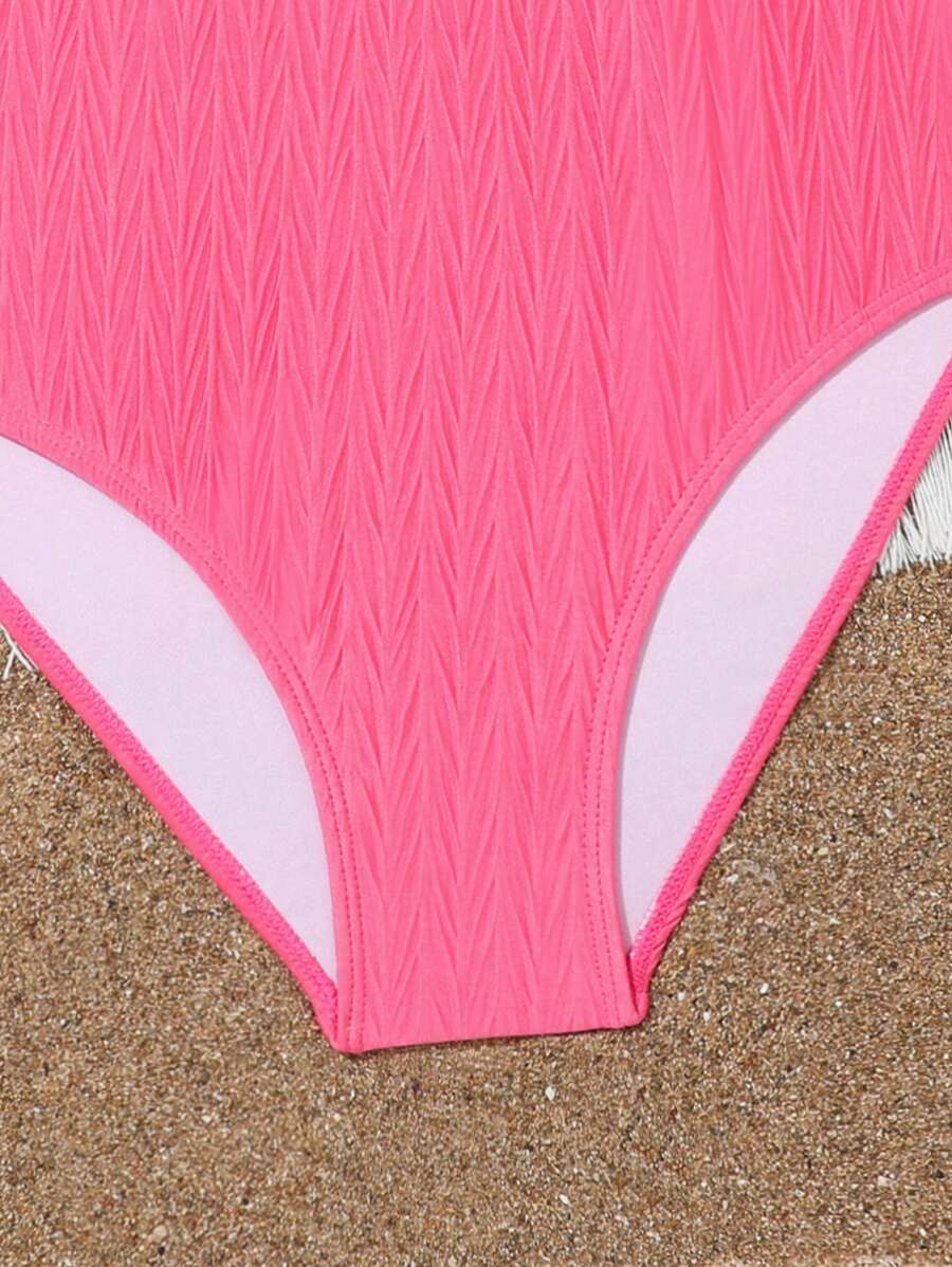 Teen Female Solid Color One Piece Swimsuit Shein Usa