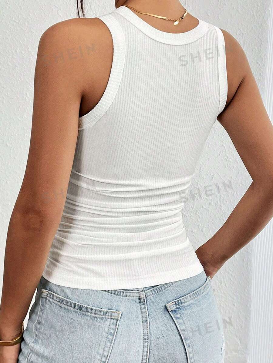 SHEIN Essnce Women'S Solid Colored Ribbed Tank Top | SHEIN UK
