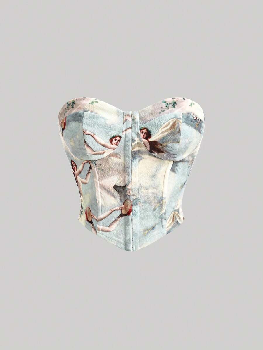 SHEIN MOD Women's Angel Print Strapless Top | SHEIN USA