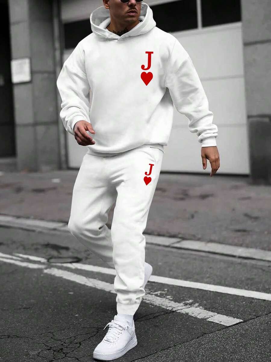 Manfinity Men's Card Print Hooded Two-Piece Outfit | SHEIN USA
